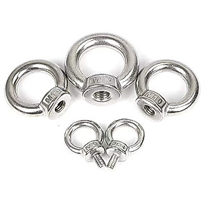 2 Pcs Lifting Eye Nut M12 Female Thread 304 Stainless Steel Round Shape for Rope Fitting （M12，2 Pcs）