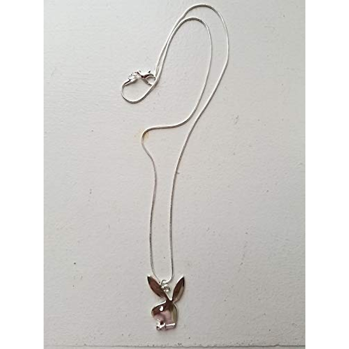 Playboy Bunny necklace, 20" sterling silver snake chain with playboy charm, pendent