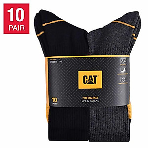 Caterpillar performance crew length socks 10 pack mens shoe size 8-12