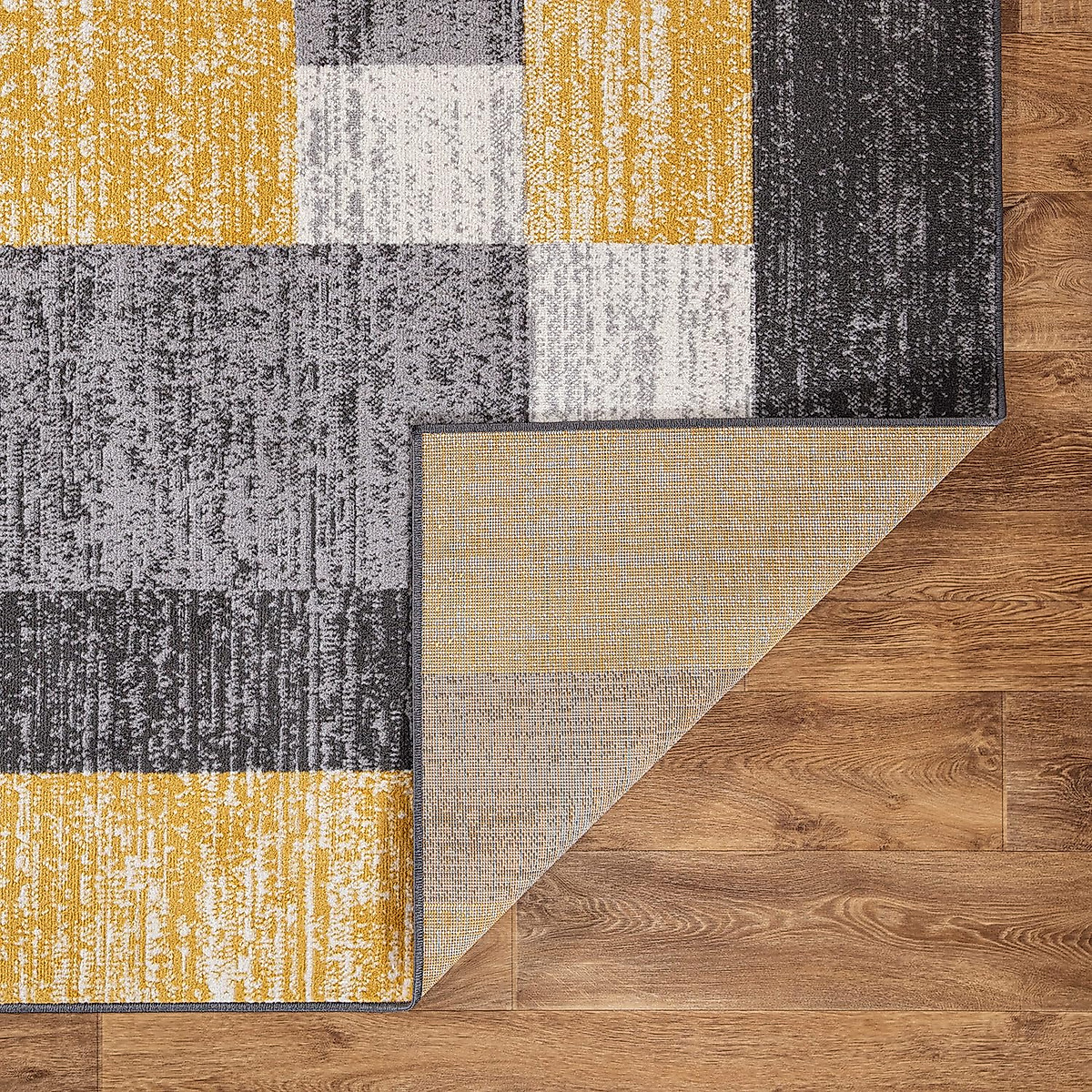 Rugshop Oslo Modern Geometric Boxes Area Rug 7'10" x 10' Yellow