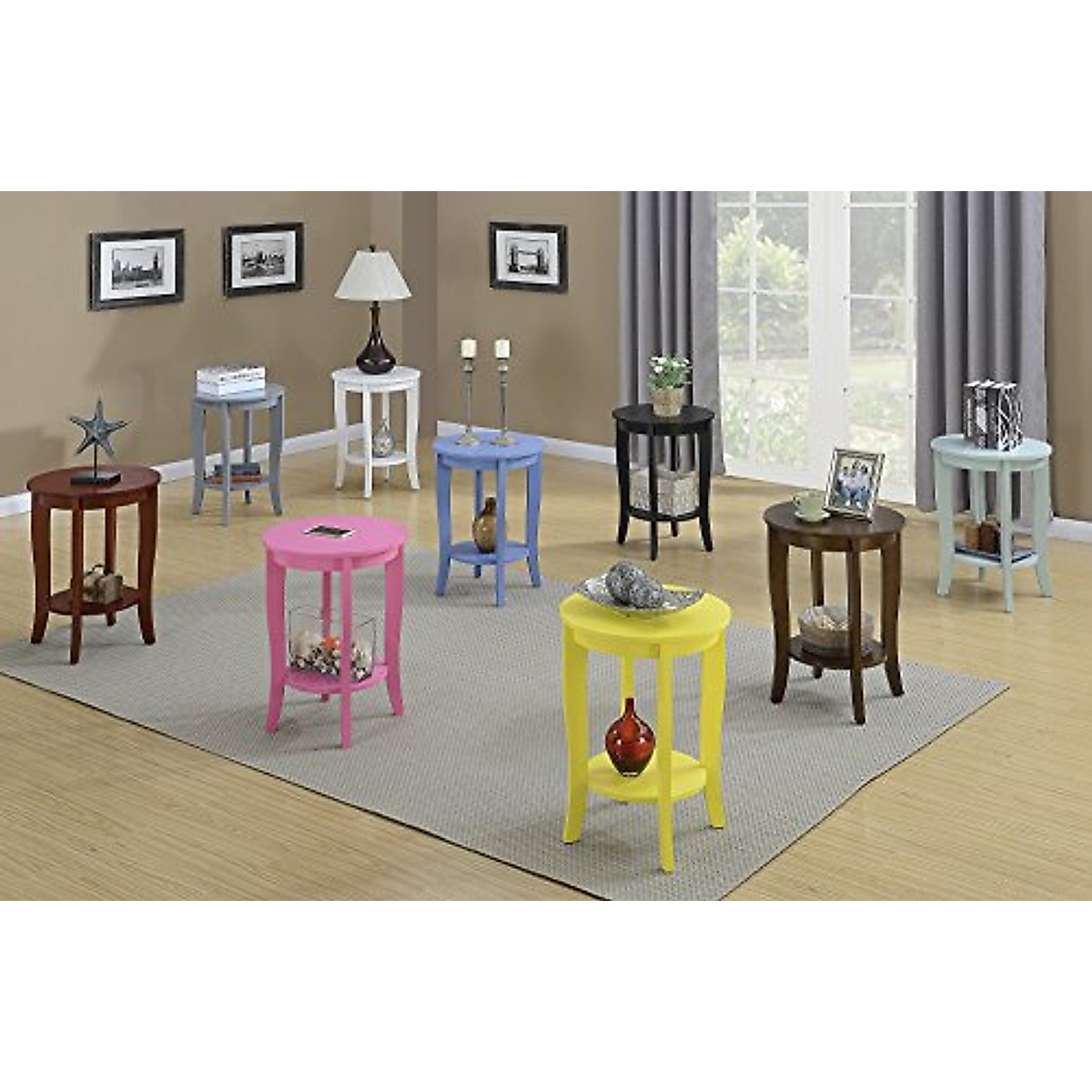 Convenience Concepts American Heritage Round End Table, White