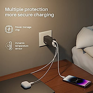 TOZO C2 USB C 65W Fast Foldable Wall Charger PD Power Adapter 4 Ports Compatible for MacBook Pro/Air, iPad Pro, USB-C Laptops, iPhone 14/13/12/Pro/Pro Max, Samsung S22/21, Black(Cable not Included)