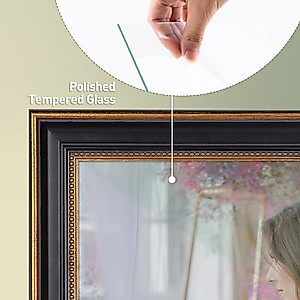 Space Art Deco, 16x20 Ornate Picture Frame Without Mat for 16x20 Photo,Shatter-Resistant Glass Sawtooth Hangers Wall Mount Display(Color Black/Ornate Gold)