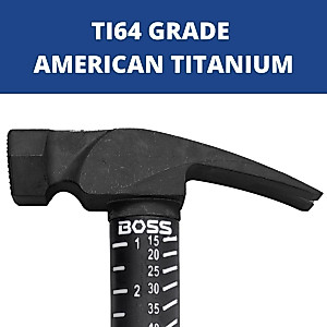 Boss Hammer Premium 4340 Steel Rip Claw Hammer with Tough-Fiber Shock-Absorbing Fiberglass Handle - 18 oz, Cerakote Finish, Milled Faced, No-Slip Grip - BH18STPFM