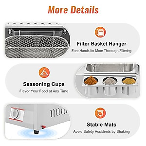 Deep Fryer Electric Deep Fat Fryers with 2 Baskets Commercial Countertop LPG Gas Fryer with Lid Stainless Steel 6L*2 Deep Fryer for French Fries Turkey Donuts Restaurant Home Kitchen