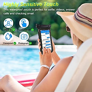 IP68 Floating Waterproof Phone Pouch, Universal Sponge Water Proof Cell Phone Case Bag with Adjustable Lanyard, Protector Pouch for iPhone 14 13 12 11 Pro Max Samsung S23 Google, Up to 6.7'' Black