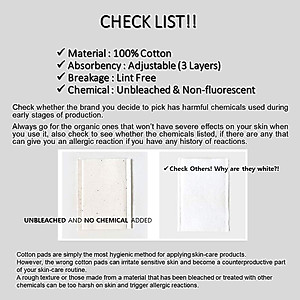 varuza Premium Unbleached 100% Cotton Pads for Face Toner- Lint Free Triple Layers Face Pads for Toner Mask, Nail and Makeup Removal 300 Count