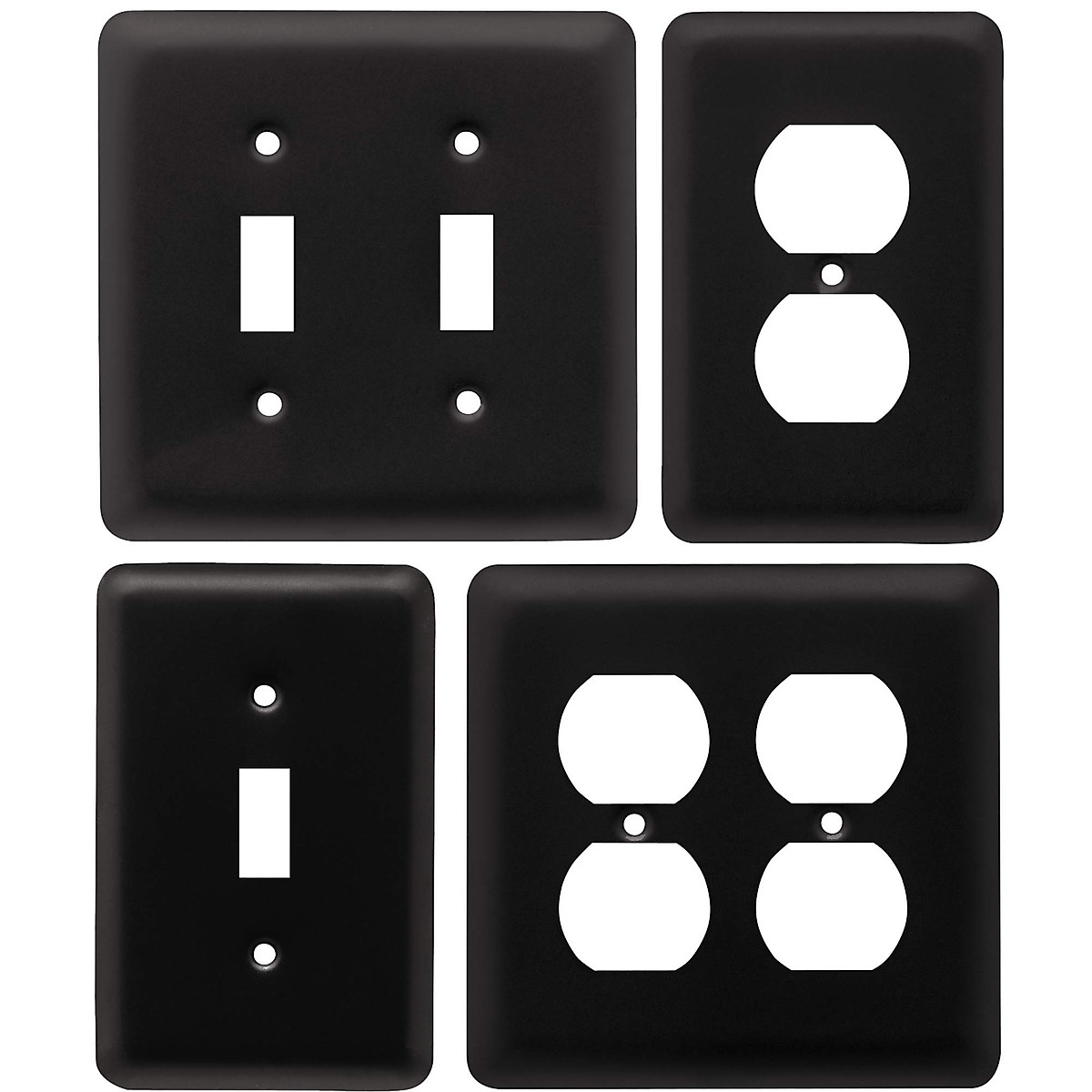 Franklin Brass Stamped Round (1-Pack) Decorative Light Switch Cover Matte Black 2-Gang Wall Plate Double Switch/Toggle Plate Covers Electrical Outlet Covers W10246-FB-C