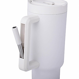 Manna Stainless Steel Double Wall Insulated Tumbler with Smart Seal Dual Sip Lid and Straw Fit Handle - 40 Oz - Linen Powder Coat