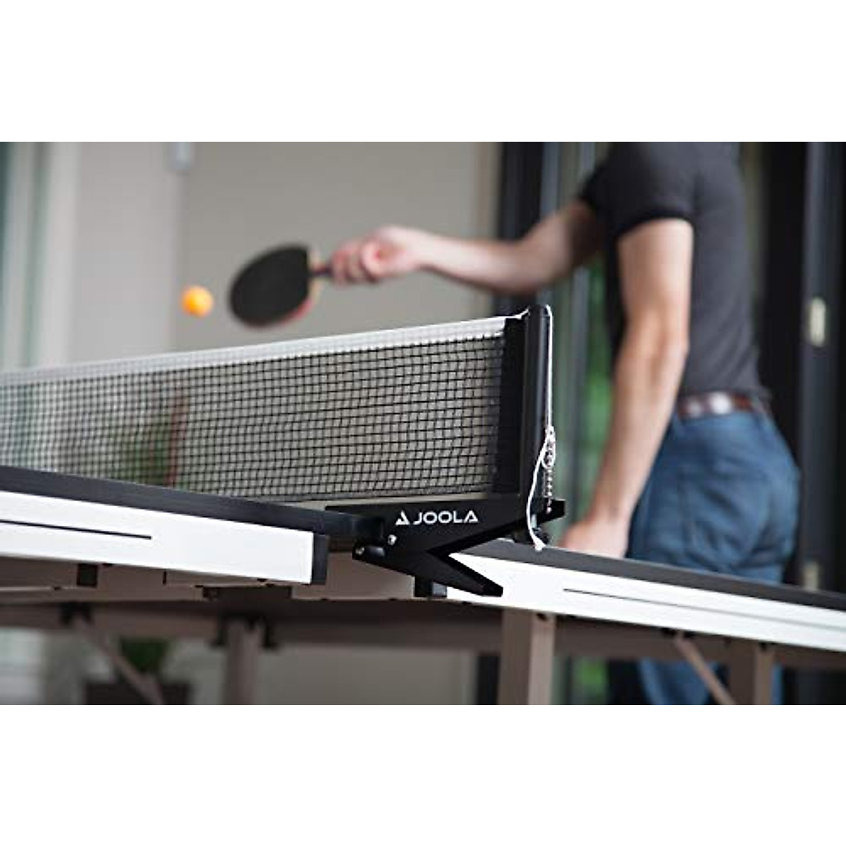 JOOLA Rally TL - Professional MDF Indoor Table Tennis Table w/ Quick Clamp Ping Pong Net & Post Set - 10 Minute Easy Assembly - Corner Ball Holders - Ping Pong Table w/ Playback Mode,