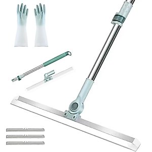 Retractable Silicone Floor Scraper Bathroom Wiper 35cmsiliconegroundscrape 52cmsiliconescrape, Silicone Scraper Broom Magic Wiper & Floor Mop (52cm,1set+3silicone Strips)