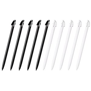 yueton 10pcs Black and White Plastic Replacement Stylus Touch Screen Pen Set, Compatible with Nintendo 3DS, 3DS XL, 3DS LL
