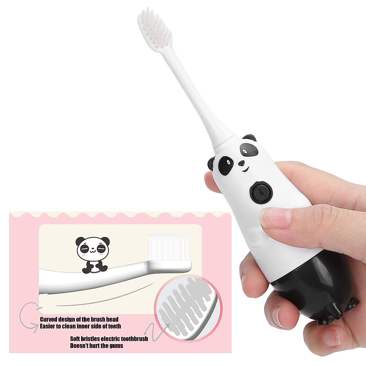 POCREATION Sonic Electric Toothbrush, Soft Bristles Tooth Brush, Panda Pattern Teeth Brush, Electric Kids Toothbrush, Oral Caring Tool for Children