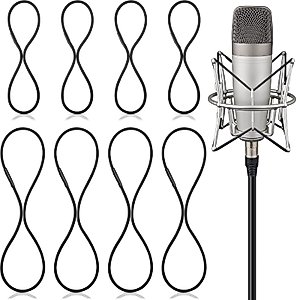 8 Pieces Black Universal Elastic Bands Replacement Microphone Shock Mount Rubber Ring Shock Mount Holder Clamp Clip for Microphone Shock Mount Mic Holder Clip