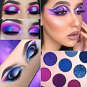 High Pigmented Eyeshadow Palette, 24 Colors with Green Blue Purple Matte Shimmer Glitter Eye Shadow Pallets, DE’LANCI Professional Waterproof Longlasting Makeup Pallettes for Green Blue Hazel Eyes
