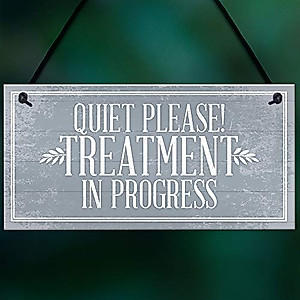 Quiet Please Treatment in Progress Do Not Disturb Hanging Wall Door Salon Sign Plaque Gift