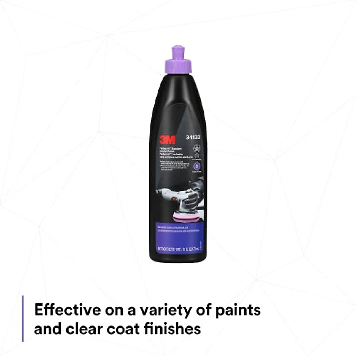 3M Perfect-It Random Orbital Polish, 34133, 1 Pint, Fast Cutting Polisher for Automotive Buffing & Polishing, High-Gloss Finish