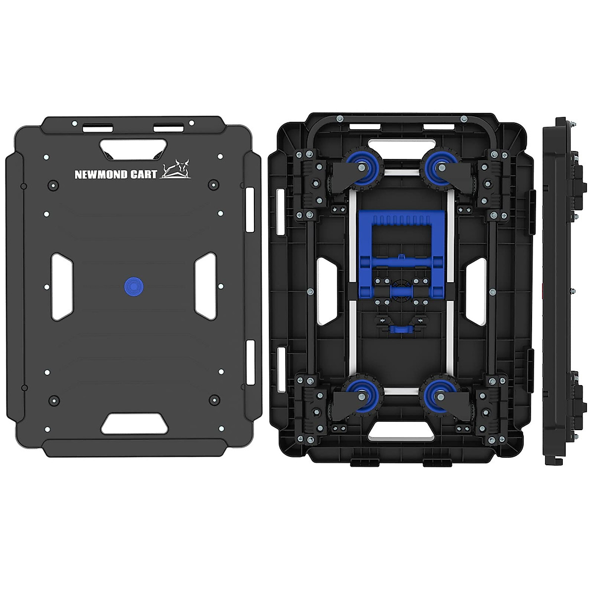 Push Cart Foldable Platform Hand Truck 300lb Weight Capacity with 360 Degree Swivel Wheels Can Splice Together, Black