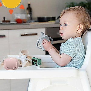 Leeleelon Silicone Sippy Cups for Baby, 100% Leak-Proof Training Cup for Toddler with Handles, Soft Spout Sippy Cup for Infants, 6+ Months, 6oz/180ml (Pack of 2)