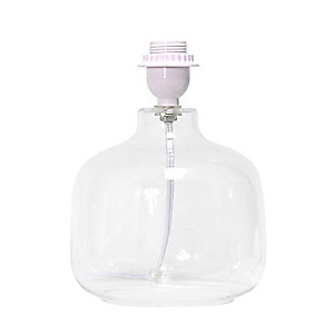 Simple Designs LT2064-CLW Clear Glass Table Lamp with White Fabric Shade