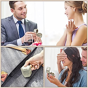 YUEARN Ring Box 3 Slots, Small Velvet Ring Box Hexagon Jewelry, Gold Geometric Earring Box Storage, Handmade Ring Case Display, Holder Jewelry Box Gifts For Wedding, Ceremony, Anniversary, Engagement