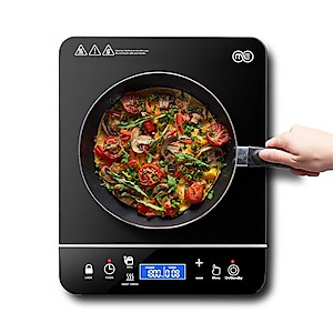OMEO Portable Induction Cooktop Hot Plate Countertop Burner 1800 Watts Induction Burner with LCD Sensor Touch, LED Display, 10 Temperature Levels, Child Safety Lock, Auto Shutoff Function