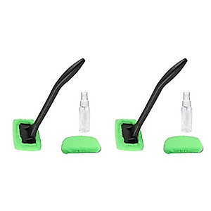 PRIMESTARZ Windshield Cleaner (2 Pack) with 4 Micro Fiber Bonnets, 2 Spray Bottles 8 Piece Set Pivoting Head, Glass Window Cleaner Auto-Home