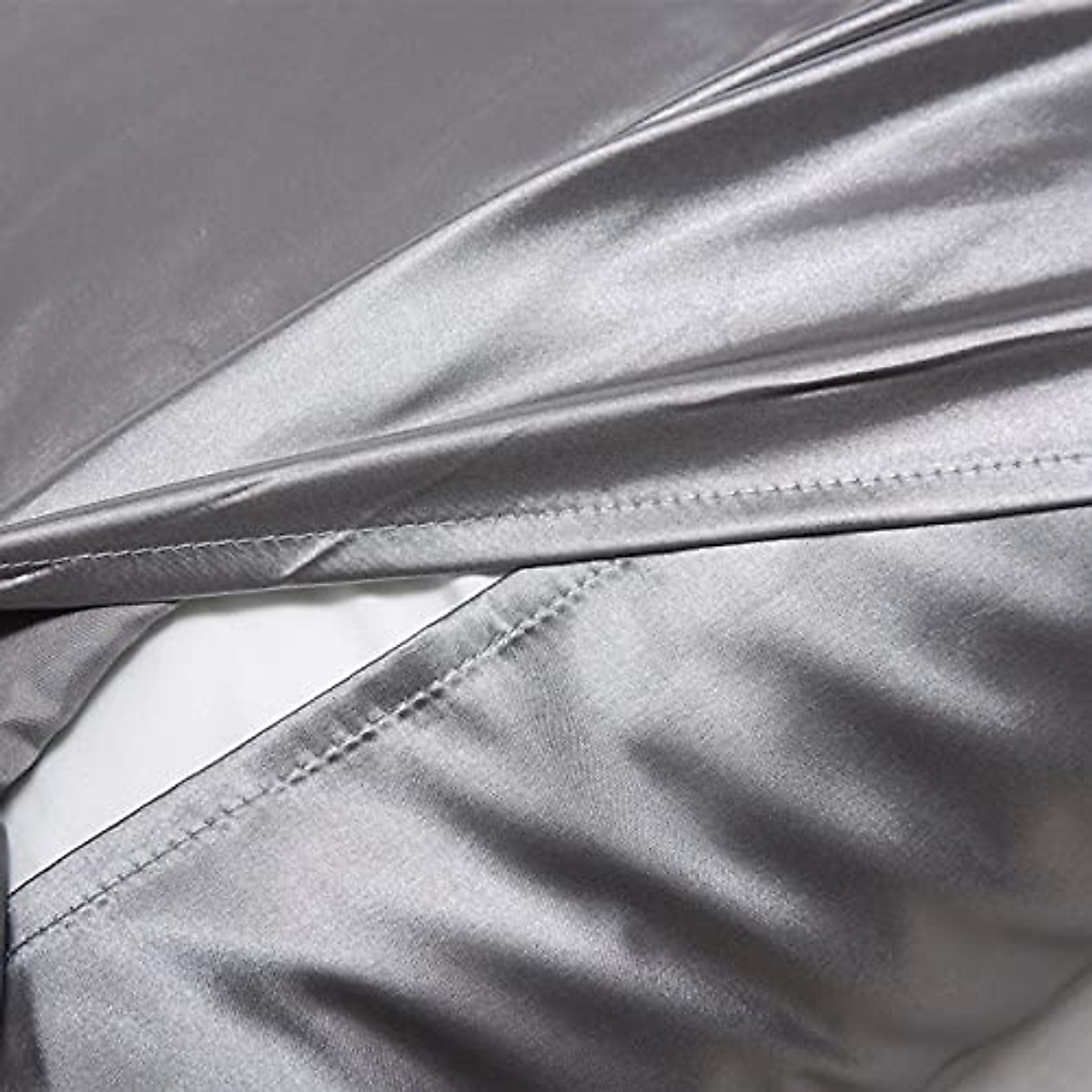 MOLIER. LU Satin Pillowcase Set of 2 Bed Pillowcases with Envelope Closure Slip Pillowcase Cover for Hair and Skin Cooling Pillowcase (20x30 Inches) Queen Deep Grey