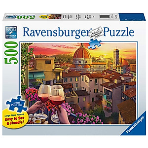 Ravensburger Cozy Wine Terrace - 500 Piece Large Format Jigsaw Puzzle | Unique Softclick Technology | Premium Matte Finish | Ideal for All Ages