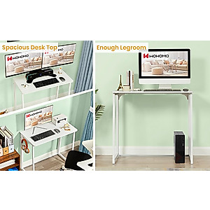 WOHOMO Folding Desk, Small Writing Desk 39.4", Space-Saving Foldable Laptop Table Writing Workstation for Home Office, Easy Assembly, White