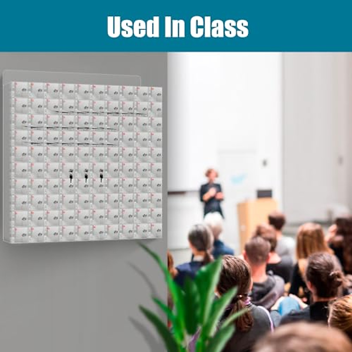 100 Slots Cell Phone Locker Box for Classroom, Clear Acrylic Cell Phone Storage Cabinet Bin with Door Locks for Office Factory Employees, 41×7.2×41in