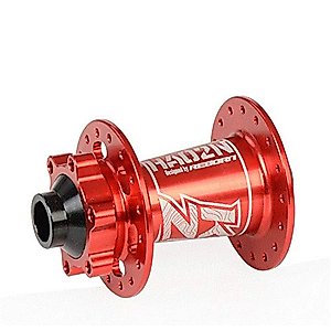 BestPartsCom KOOZER XM490 32 Hole Hub Full Aluminum Ultralight MTB Mountain Bike Disc Brake Hub Through axle Front Hub 15x100mm Red for Shimano 8-11speed & SRAM 8-10speed