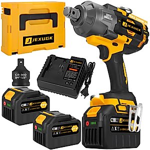 JEXUGK 2000Nm Cordless Impact Gun, 3/4" To 1/2" 2 x 6.0AH Battery Heavy High Torque Impact Wrench, 1500Ft-lbs Brushless Eléctrica Pistola de Impacto, Power Llave de Impacto for Truck Mower Car Repair