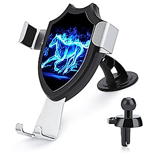 Blue Fire Flaming Horse Car Phone Holder Long Arm Suction Cup Phone Stand Universal Car Mount for Smartphones