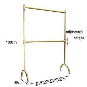 Garment Rack Gold Metal Hanging Clothes Rack, 2 Tier Hanging Rod Clothing Rack, Height-adjustable Crossbar, Freestanding Coat Rack For Bedroom And Boutiques, Space Saving Clothes R(Size:120X40X160CM)