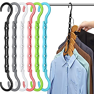 AMKUFO Hangers-Space-Saving-6 Pack - Closet-Organizers-and-Storage-for-Wardrobe, Hanger-Organizer-Space-Saver-for-Bedroom，Dorm-Room-Essentials-for-College-Students-Girls,Colorful Magic Hangers