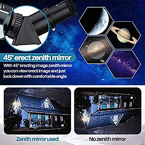 MAXLAPTER Telescope for Adults Astronomy Beginners, 70mm Aperture Refractor Telescope for Astronomy, Portable Telescope with Tripod, Smartphone Adapter, Two Eyepieces, Backpack