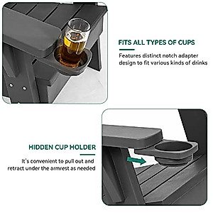 YITAHOME Adirondack Chair with Cup Holder Weather Resistant Resin Adirondack Chairs for Outdoor Garden Lawn Yard Garden Patio Deck Fire Pit