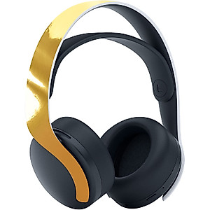 PlayVital Chrome Gold Glossy Full Set Skin Decal for ps5 Console Disc Edition, Sticker for ps5 Vinyl Decal Cover for ps5 Controller & Charging Station & Headset & Media Remote