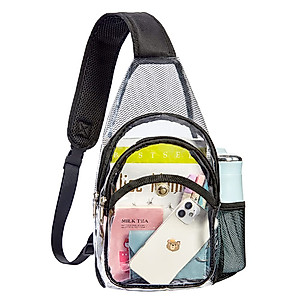 COVAX Clear Sling Bag Stadium Approved, Small Clear Shoulder Backpack, Casual Clear Crossbody Chest Bag for Women & Men