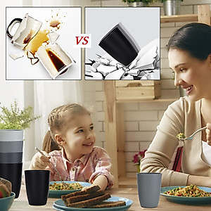 Wheat Straw Cups 8 PCS Good Alternative to Plastic Reusable Cups 12 oz Unbreakable Drinking Cup Reusable Dishwasher Safe Water Plastic Glasses with 4 Colors