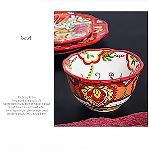 GagalU Porcelain Dinner SetDinner Set,5 Pieces Chic Square Ceramic Dinnerware Set Hand-Painted Underglaze Flower Plate Bowl Mug for 1 Person
