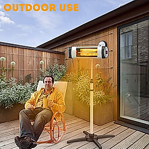 PATIOBOSS Infrared Patio Heater, Freestanding Electric Outdoor Heater for Instant Warm,Quiet Operation, Infrared Heater with Remote Control & 24 Hours Timer for Outdoor Indoor Use