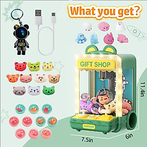 Skirfy Claw Machines for Kids with Lights,Boys Toys Age 8-10,Mini Candy Machine Toys for Girls, Boys Arcade Game Machines with Astronaut Toy&Squishies Toys,Vending Machine,Birthday Gifts