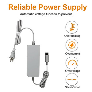 Crifeir Wii Power Supply for Wii,Compatible with Wii Console (Not for Wii U)