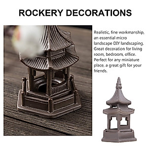 SOIMISS Miniature Pagoda Statue Garden Figurines Zen Garden Pagoda Chinese Zen Asian Decor Bonsai Decoration Miniature Garden Accessories (Coffee)