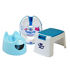 Pourty Flexi-Fit Toilet Trainer, White/Blue