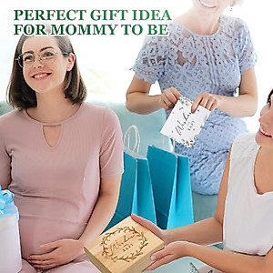 53 Pcs Baby Shower Games Set Including 50 Pcs Wishes for Baby Shower Advice Wishes Cards with Wooden Keepsake Box, Sonogram Photo Picture Frame and Rose Gold Pen for Baby Shower Birthday Activities