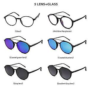 Bauhaus Magnetic Sunglasses Clip on for Men & Women UV400 Polarized Retro Round Anti-glare Clear Eyeglasses
