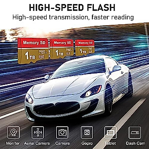 SD Card 1TB Portable Memory Card Fast Speed SD Cards Large Capacity TF Card Dustproof Memoria SD Typically Used for Data Storage in Cameras/Monitors/Car Stereos/Android Smartphones